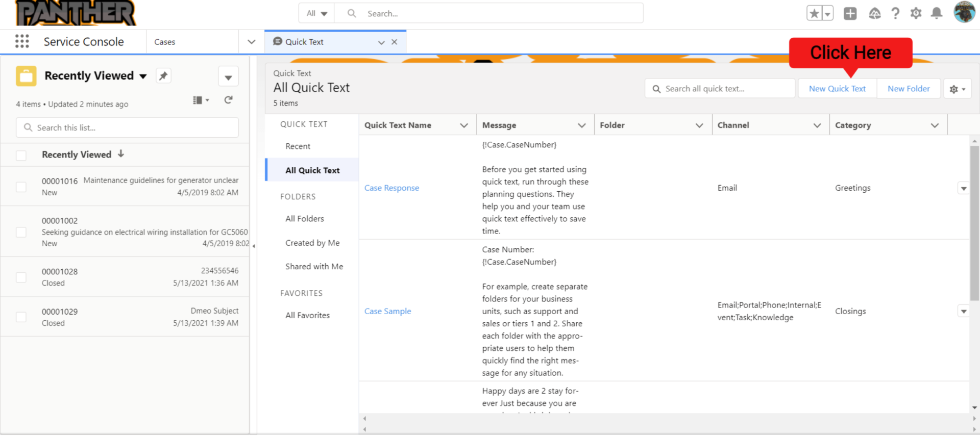 How to Setup QuickText in Salesforce? – PantherSchools